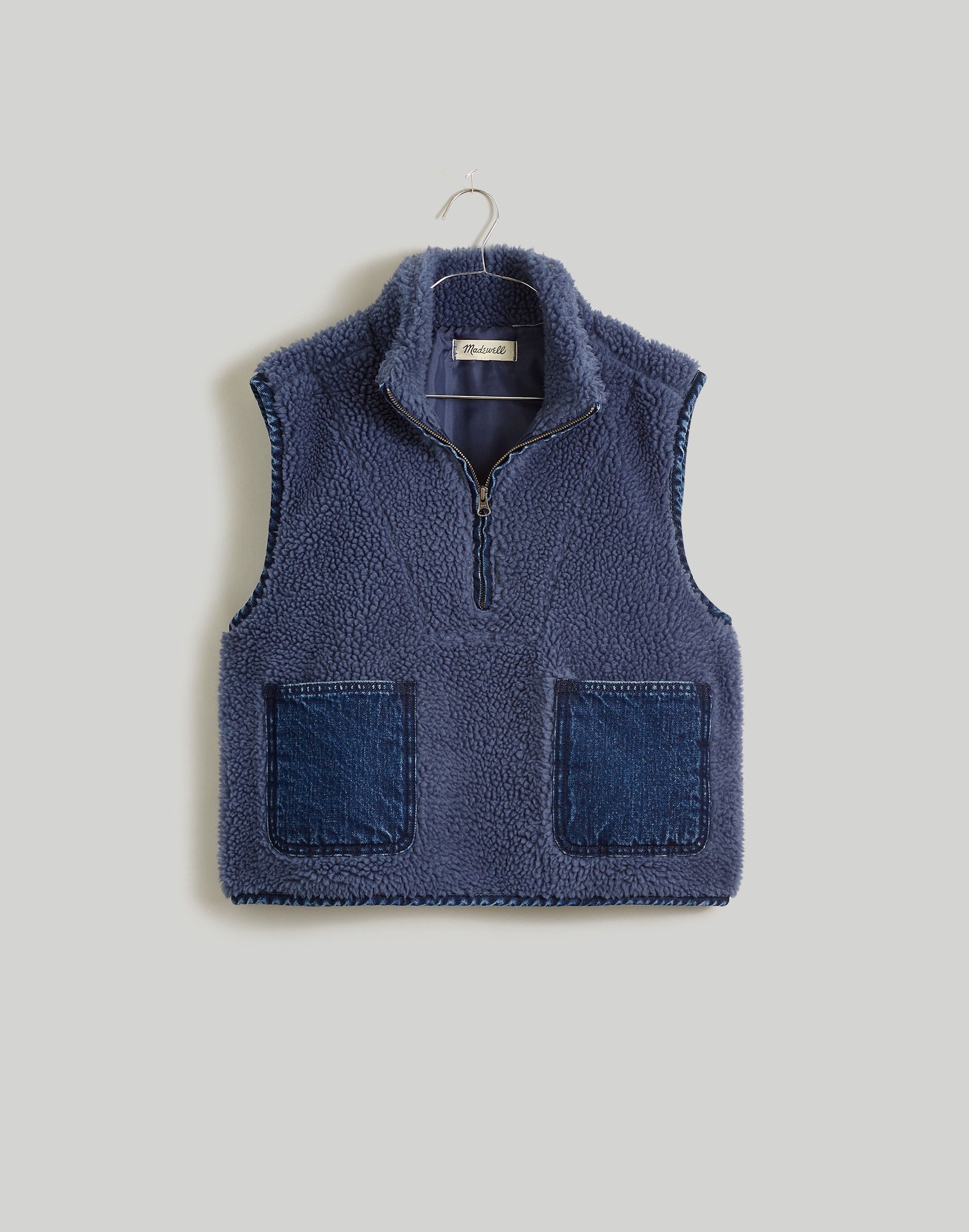 Shearling Denim-Pocket Pullover Vest | Madewell