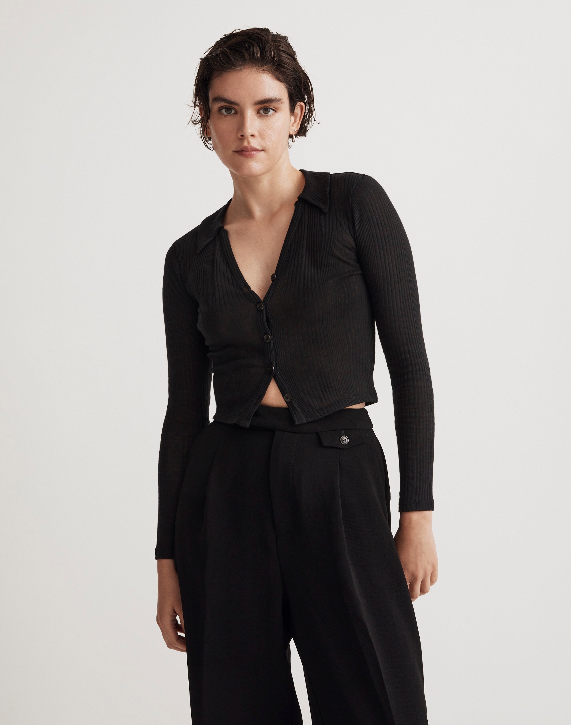 Variegated Rib V-Neck Polo Shirt | Madewell