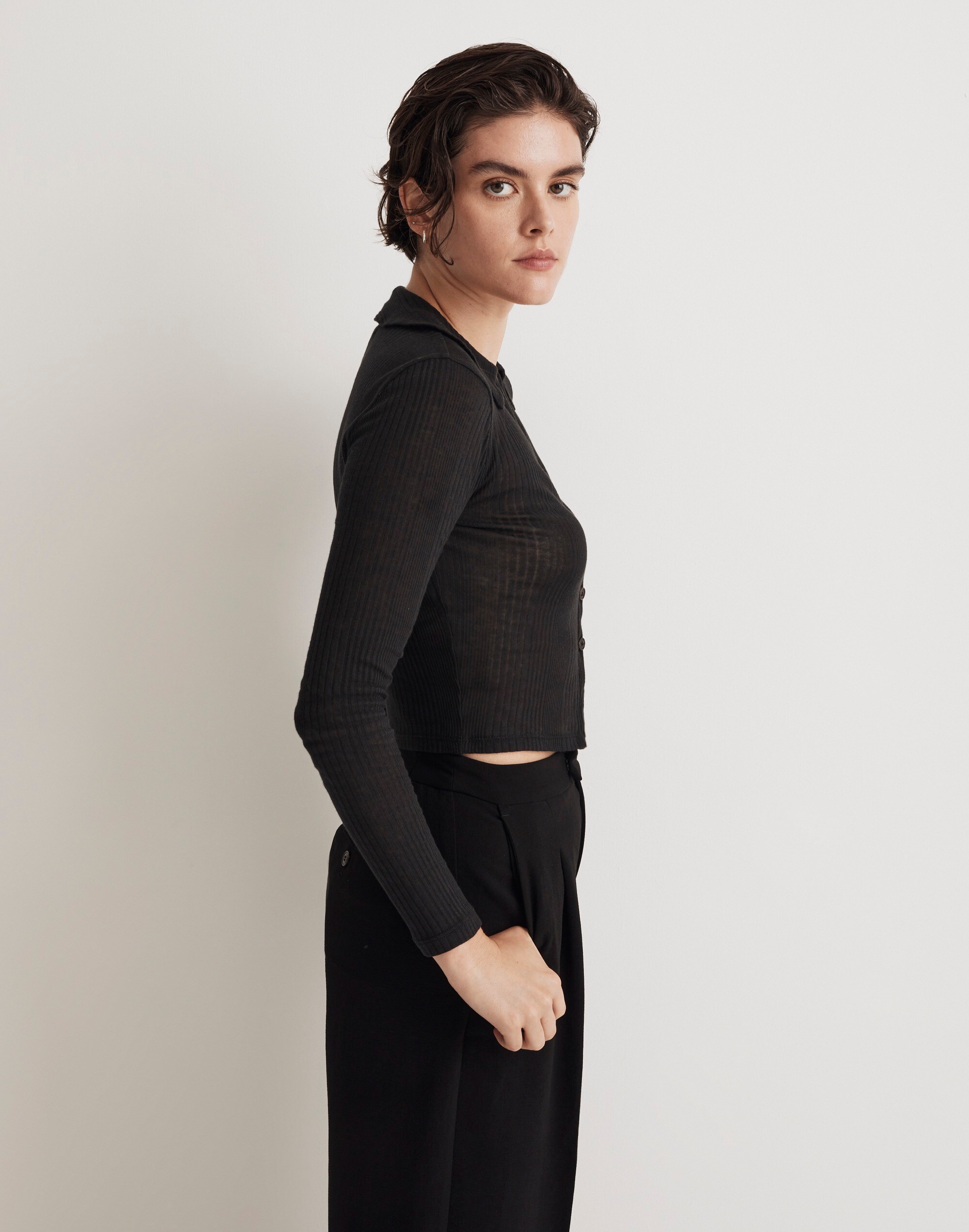 Variegated Rib V-Neck Polo Shirt | Madewell