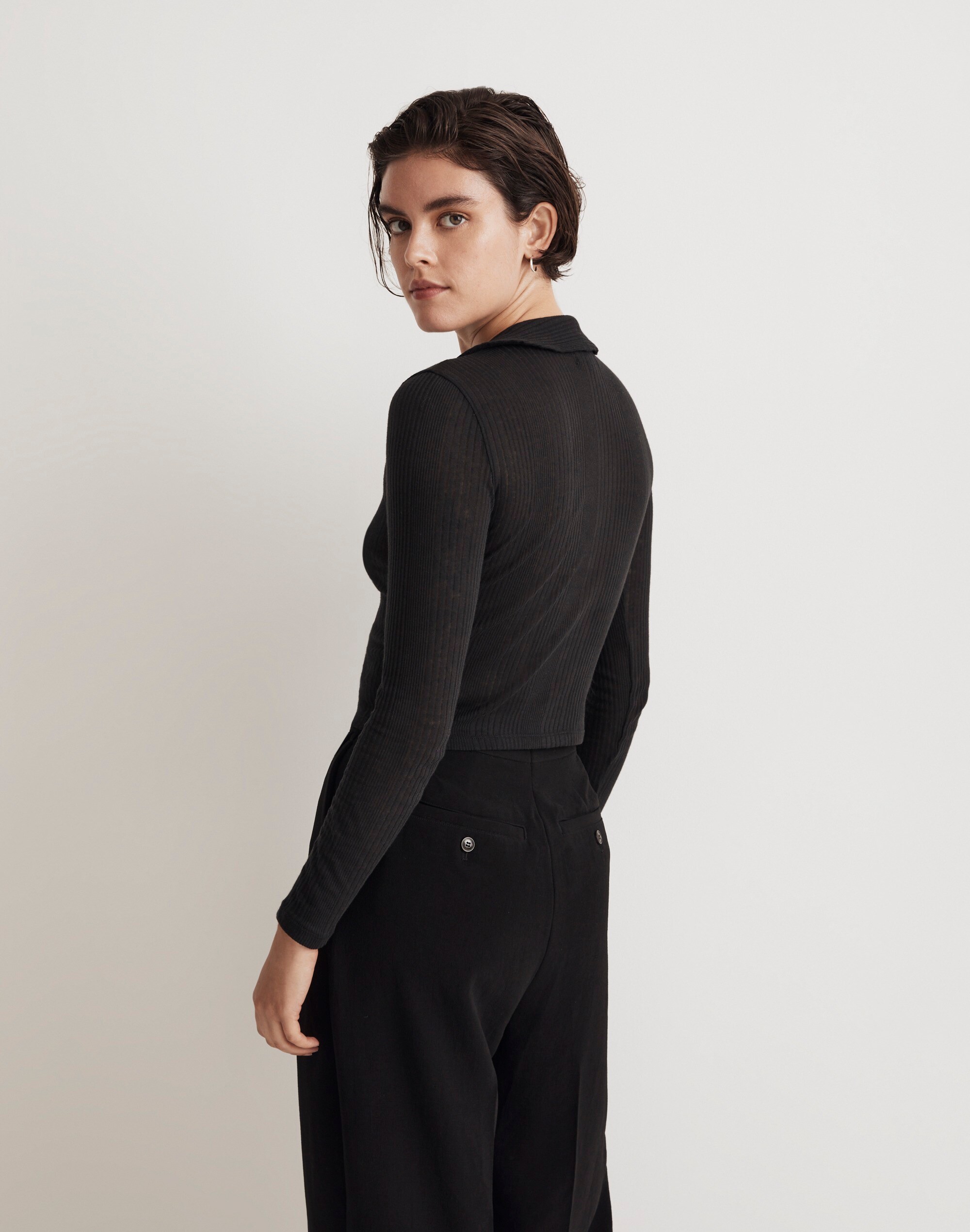 Variegated Rib V-Neck Polo Shirt | Madewell