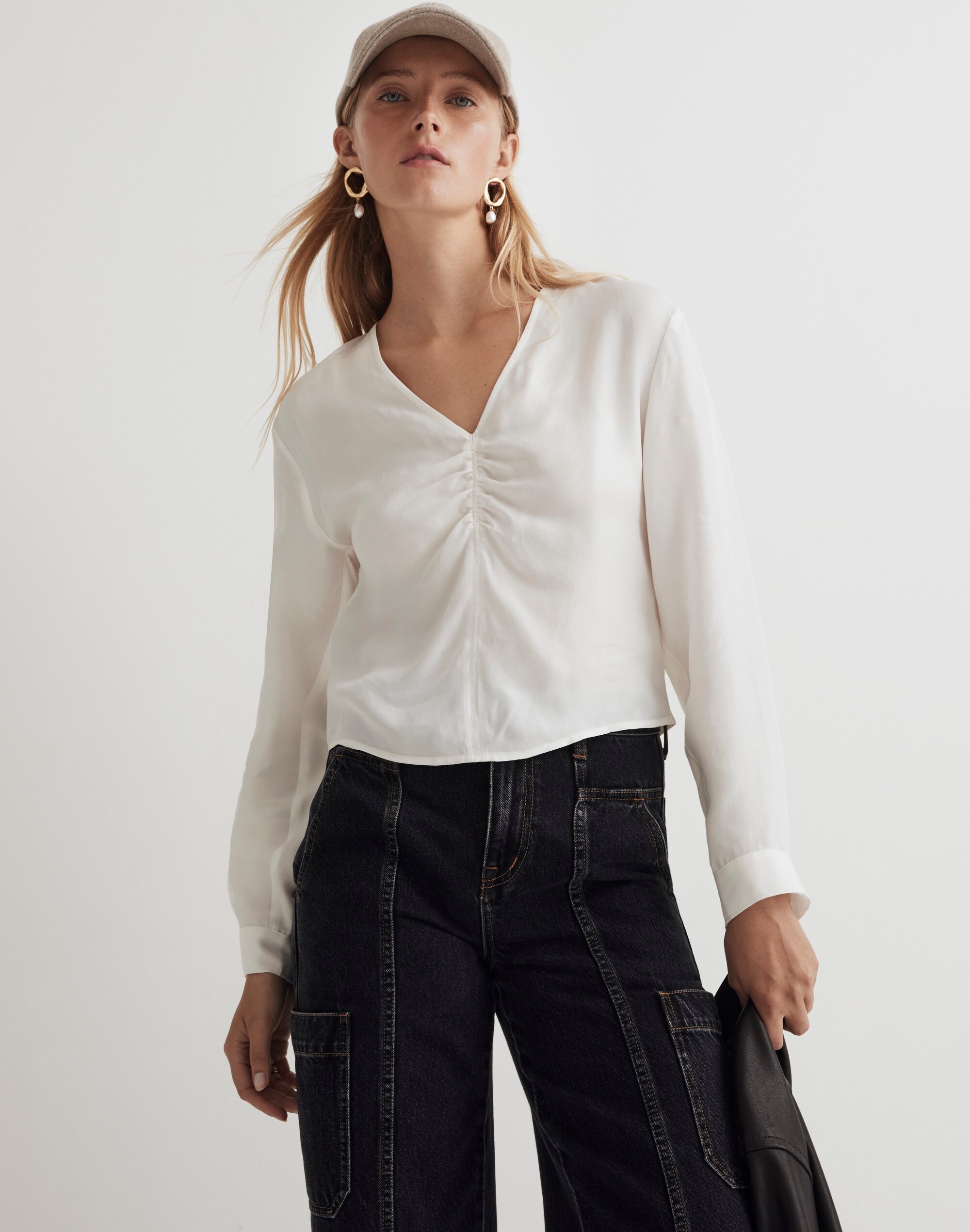 Brushed Ruched-Front Top | Madewell