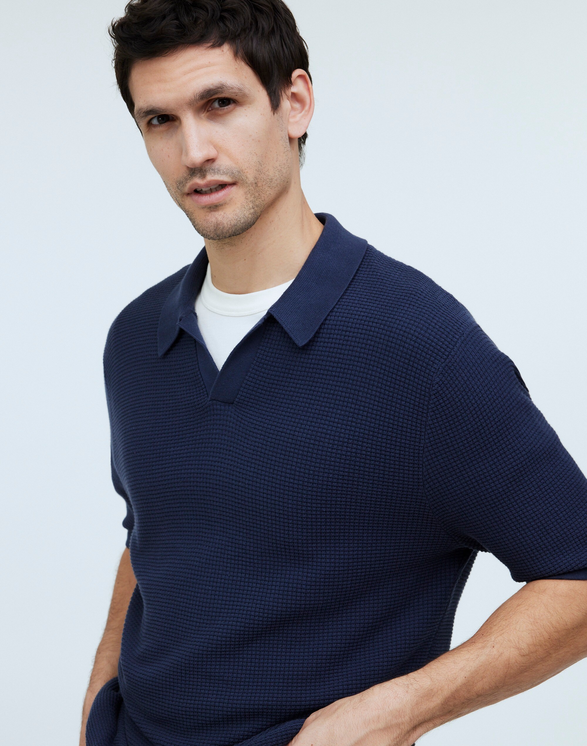 Johnny-Collar Short-Sleeve Sweater Polo | Madewell