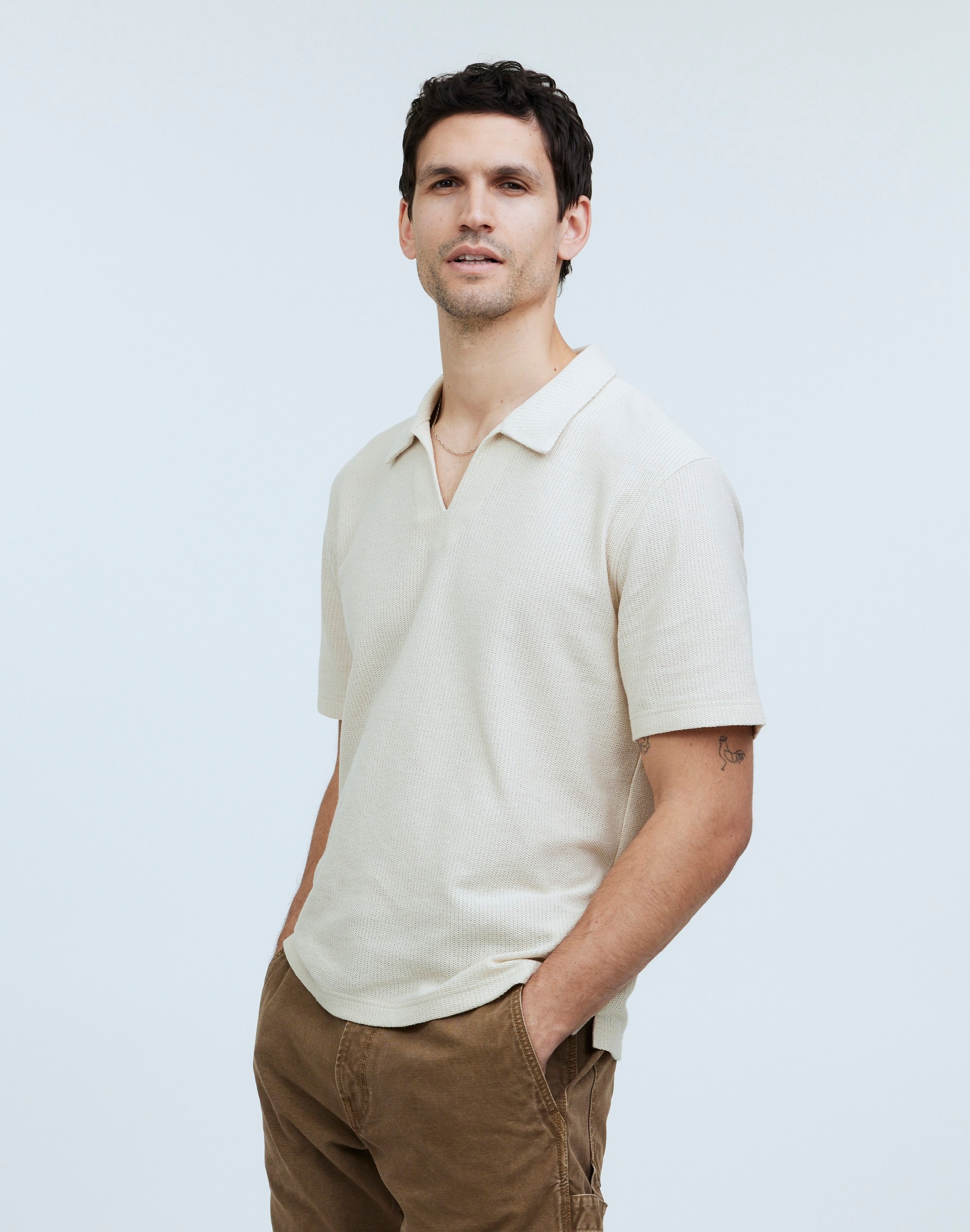 Mw Johnny-collar Knit Polo Shirt In Still Dawn | ModeSens