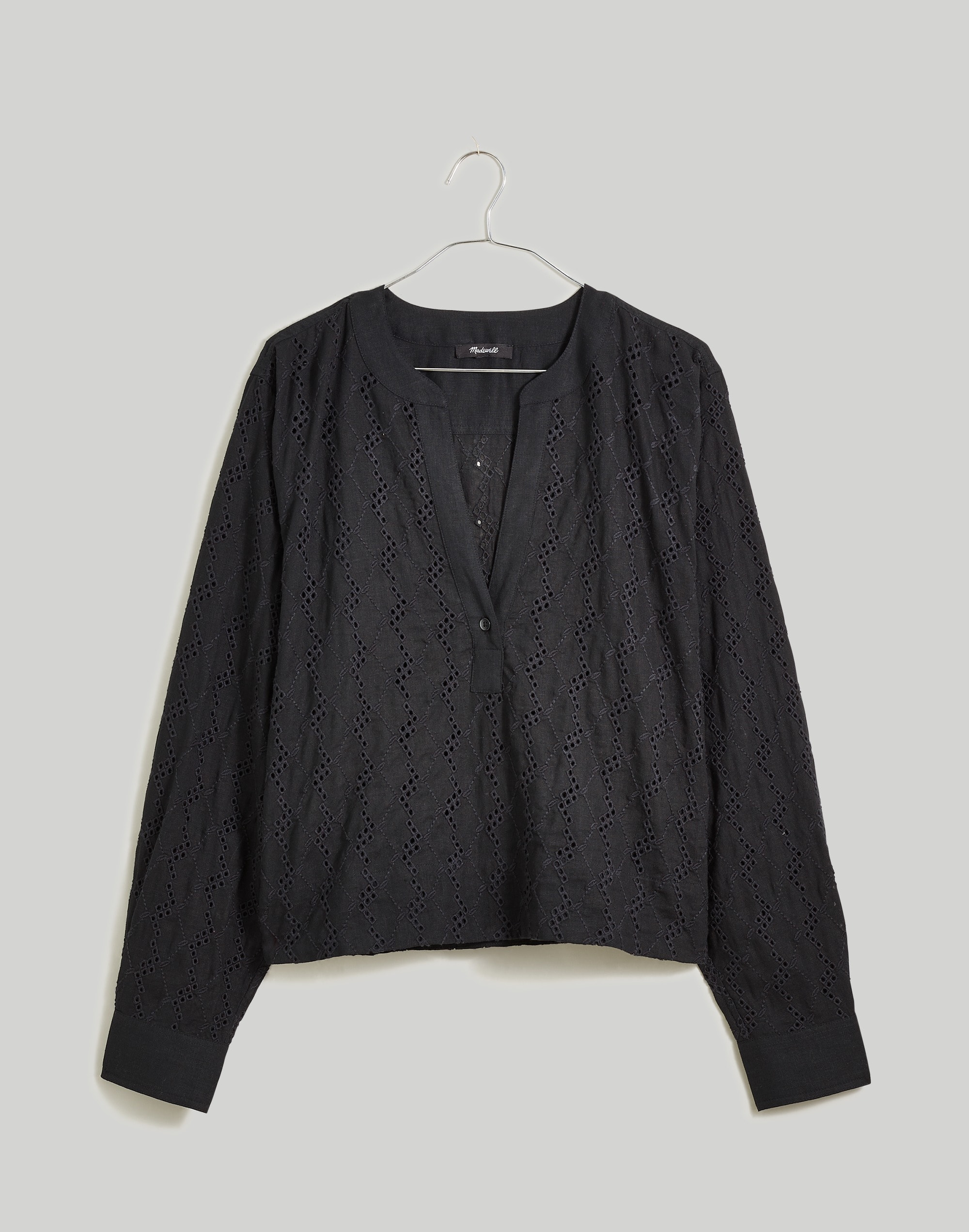 Long-Sleeve Popover Top in Eyelet | Madewell