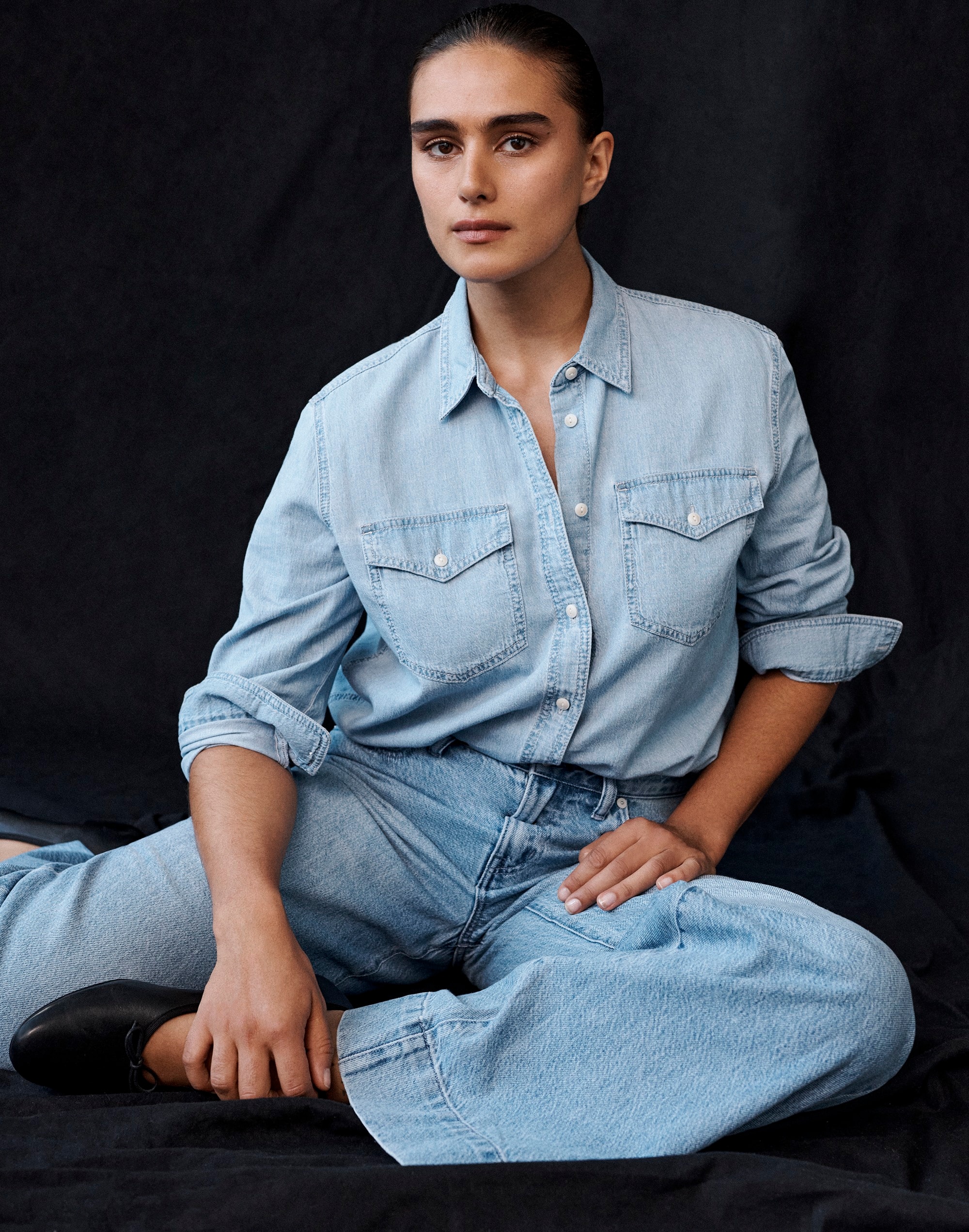 Denim Western Button-Up Shirt in Landrea Wash | Madewell