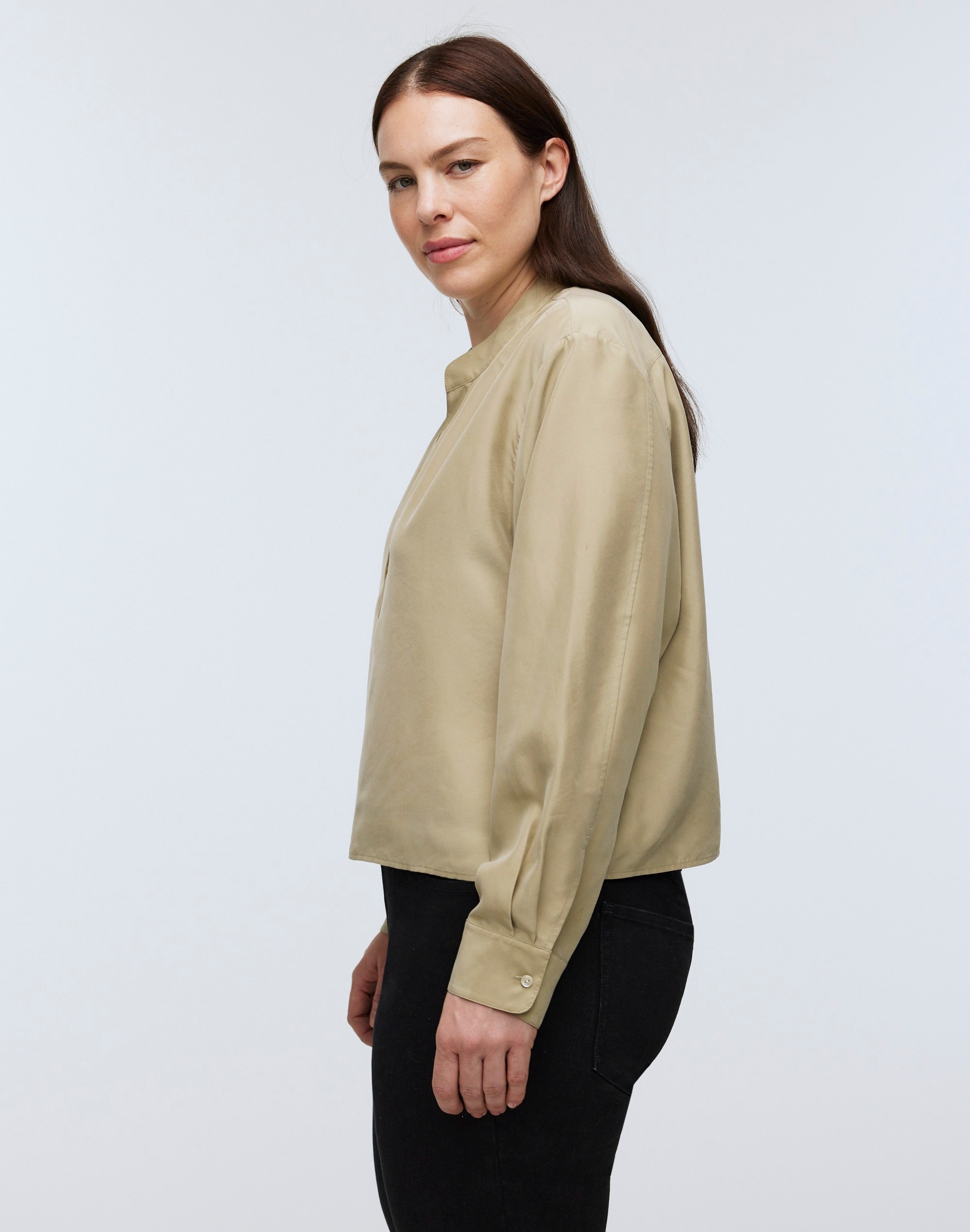 Long-Sleeve Popover Top in Silk | Madewell