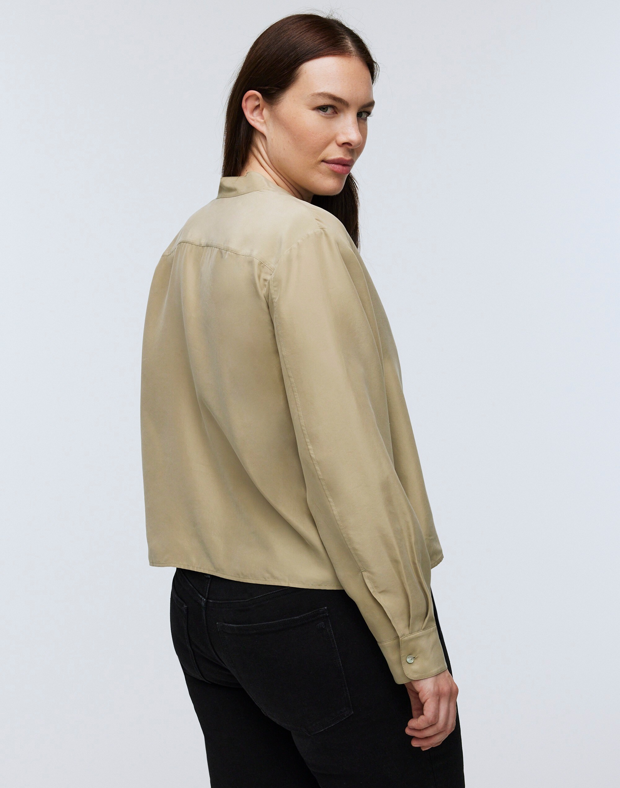 Long-Sleeve Popover Top in Silk | Madewell