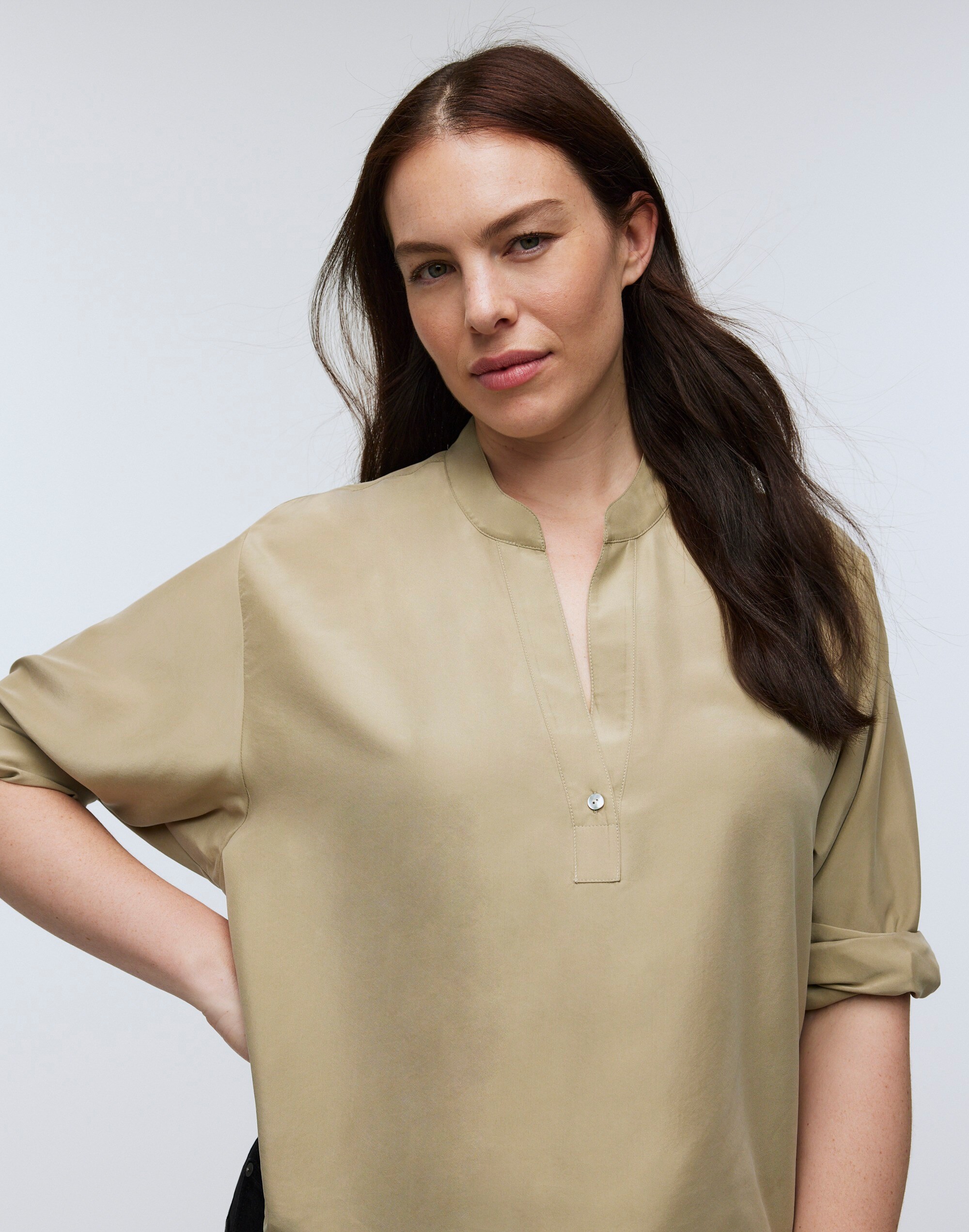 Long-Sleeve Popover Top in Silk | Madewell