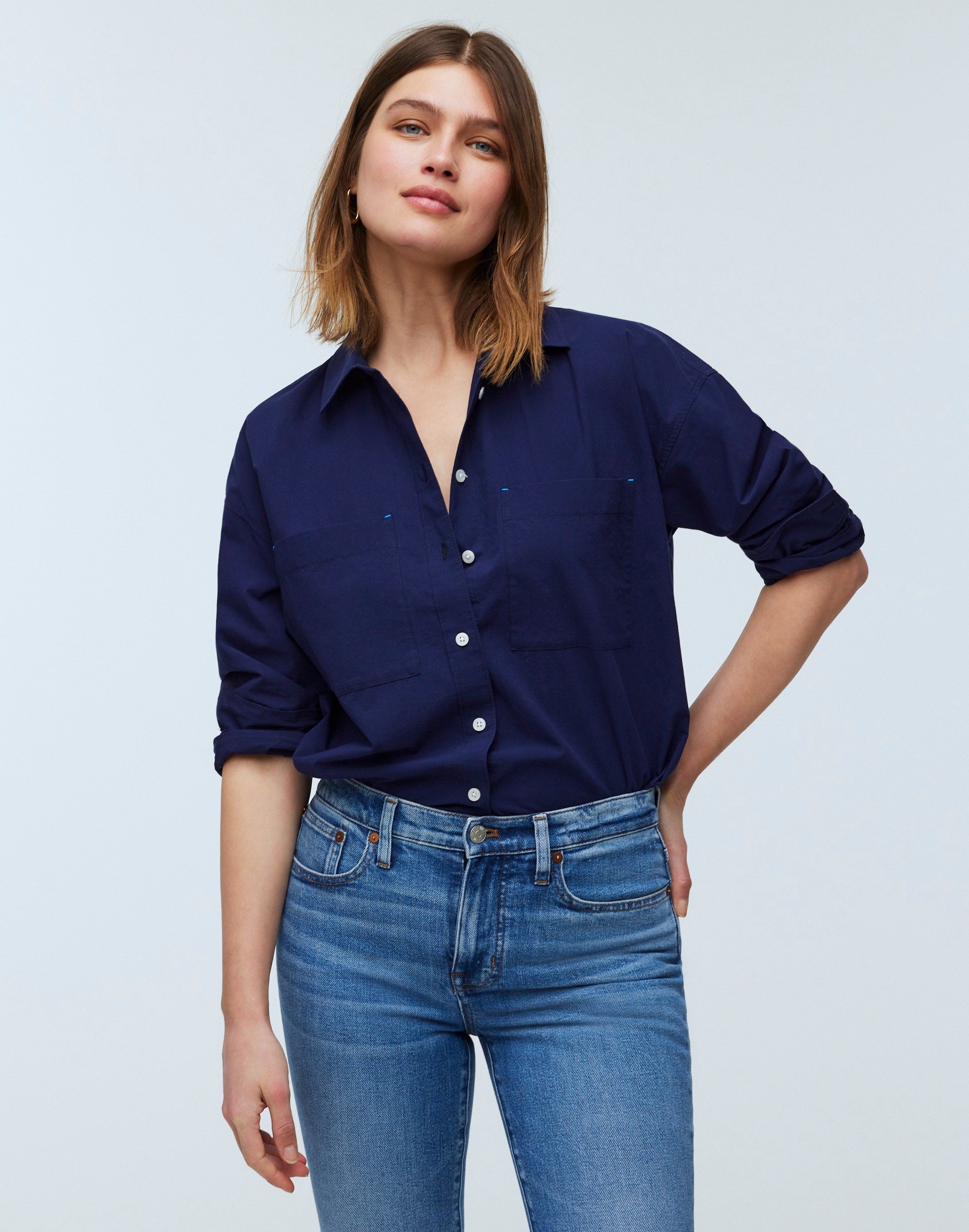 The Oversized Straight Hem Shirt in Signature Poplin