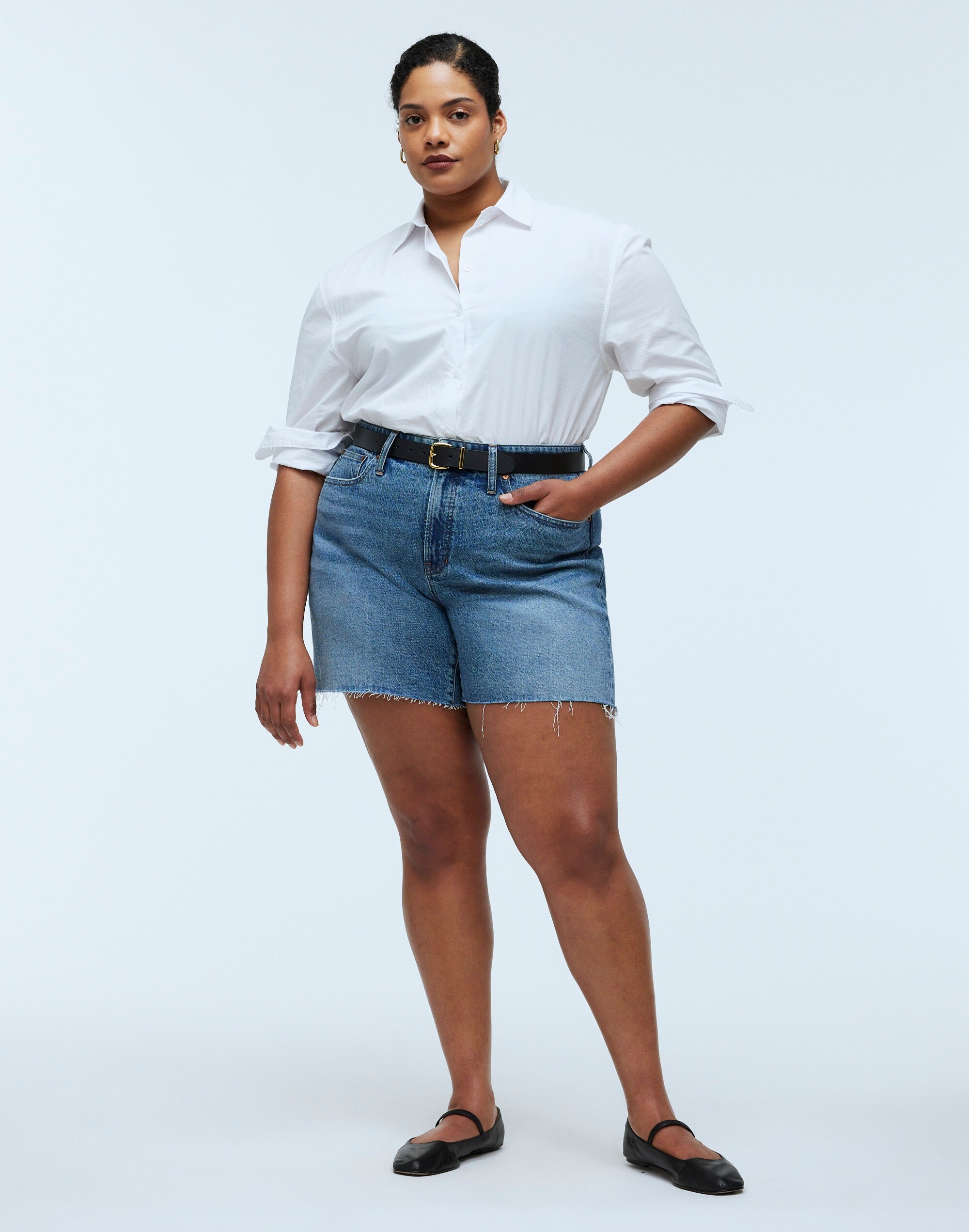 The Plus Curvy Perfect Vintage Mid-Length Jean Short in Dewberry Wash ...