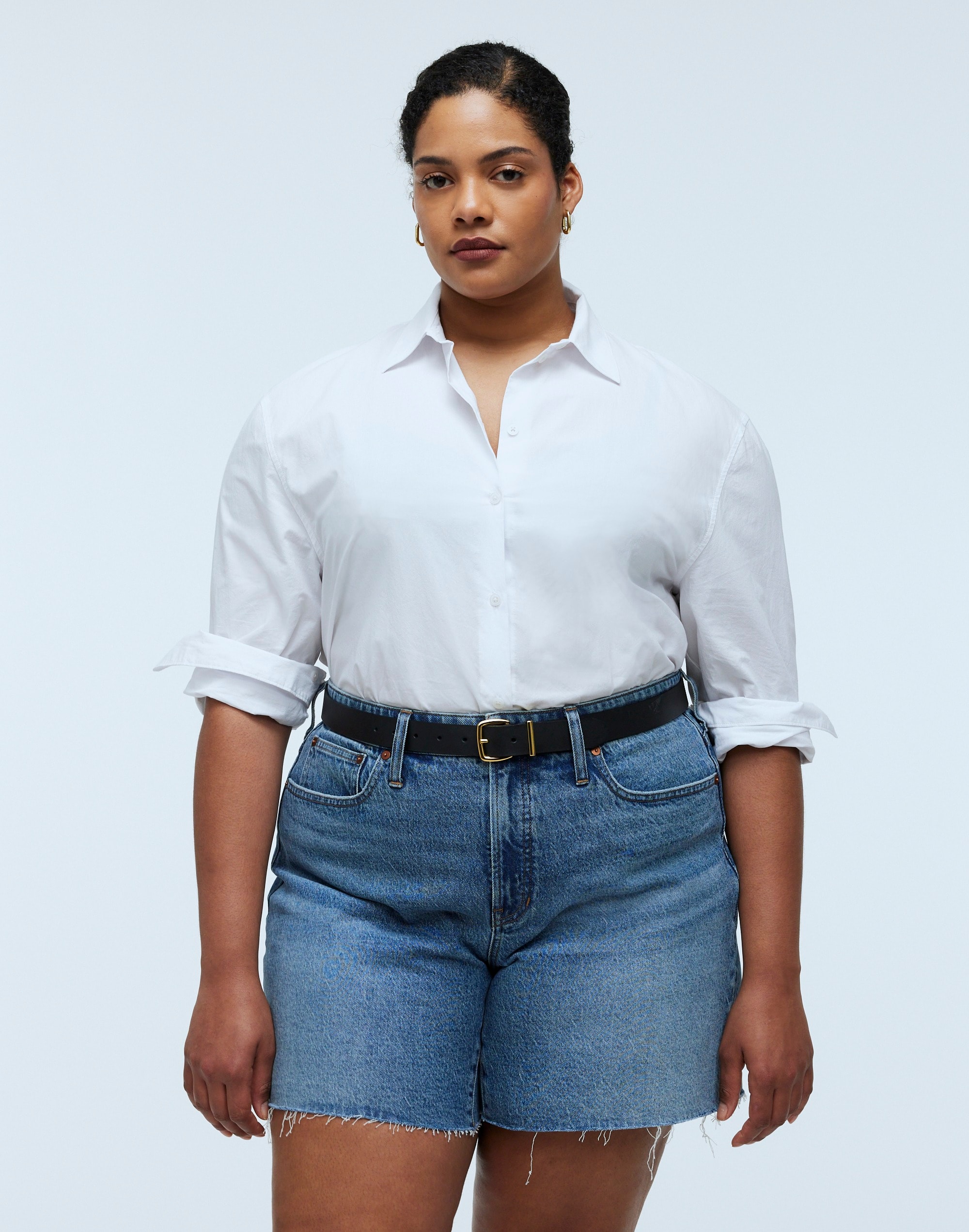 The Plus Curvy Perfect Vintage Mid-Length Jean Short in Dewberry Wash