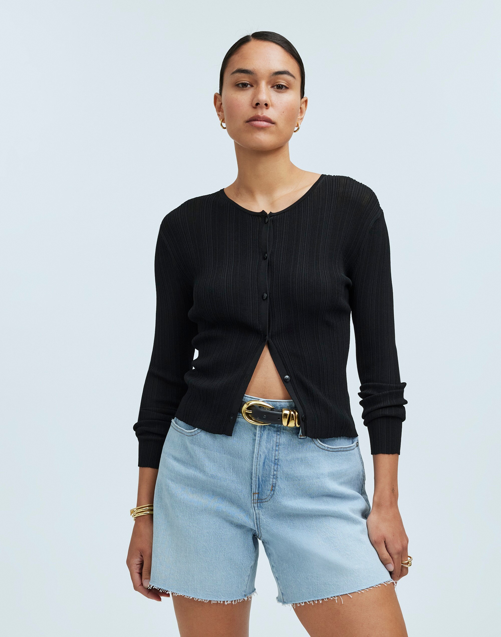 Micro-Rib Crewneck Cardigan | Madewell