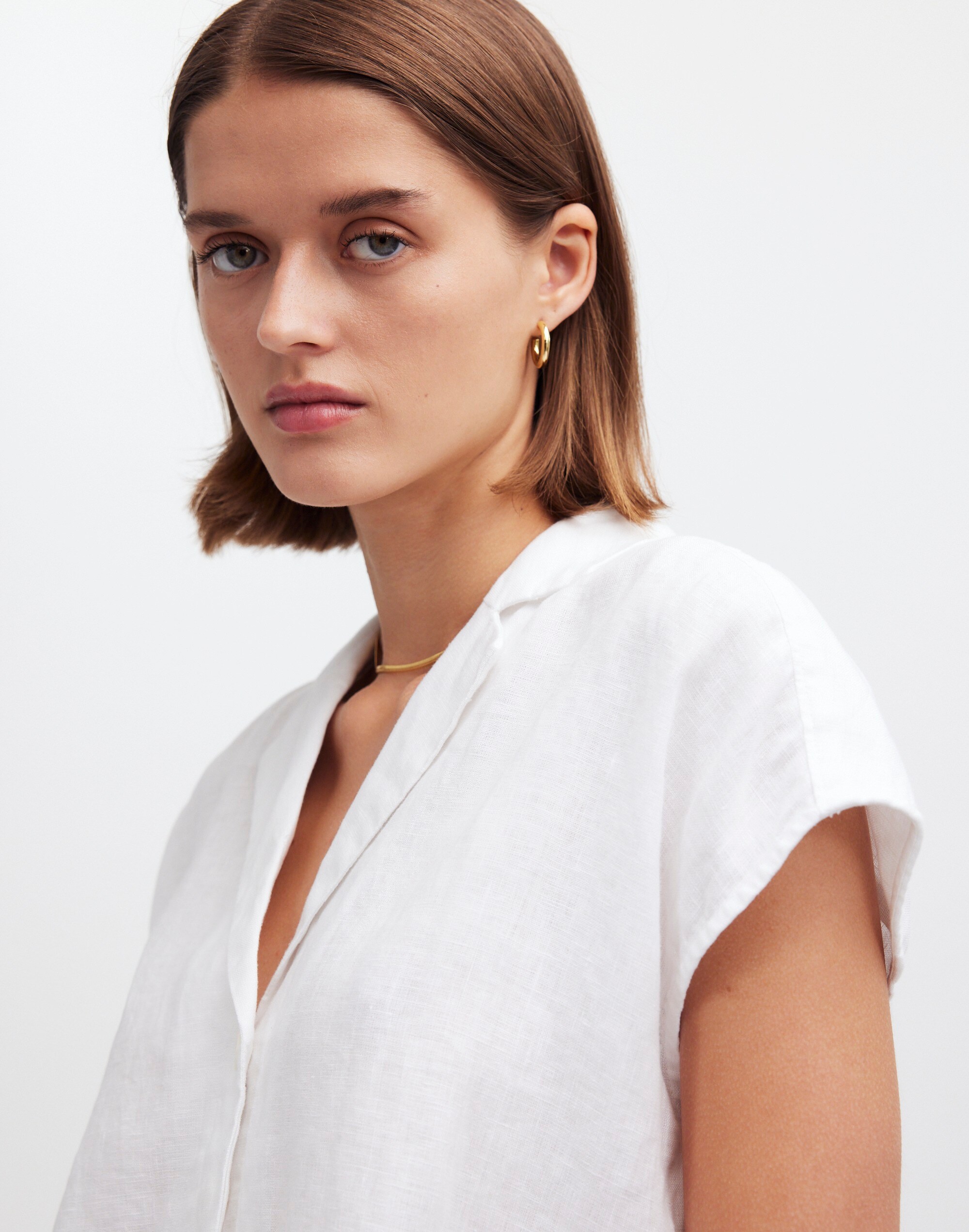 Boxy Cap-Sleeve Shirt in 100% Linen | Madewell
