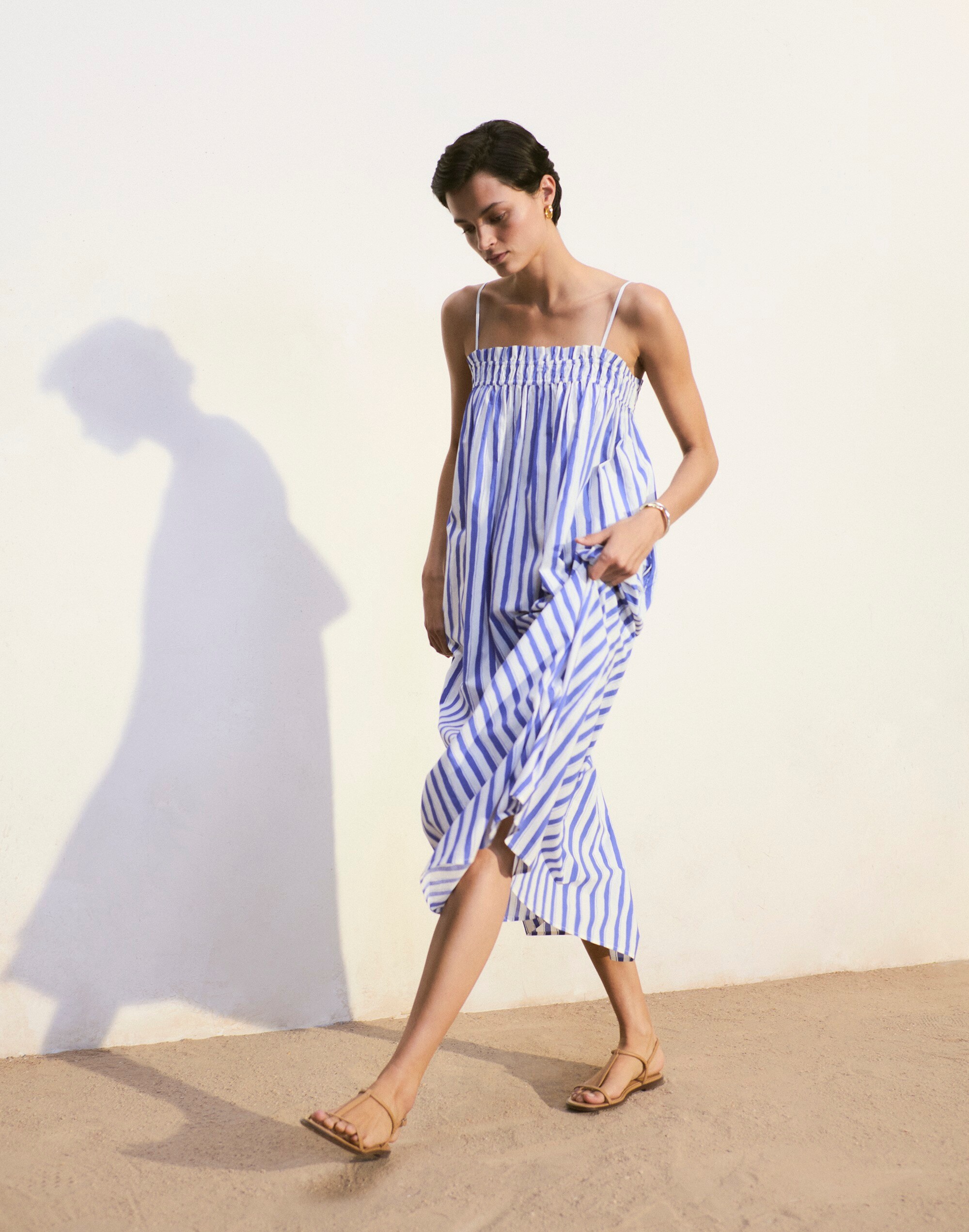 Ruffle A-Line Midi Dress in Stripe Poplin | Madewell