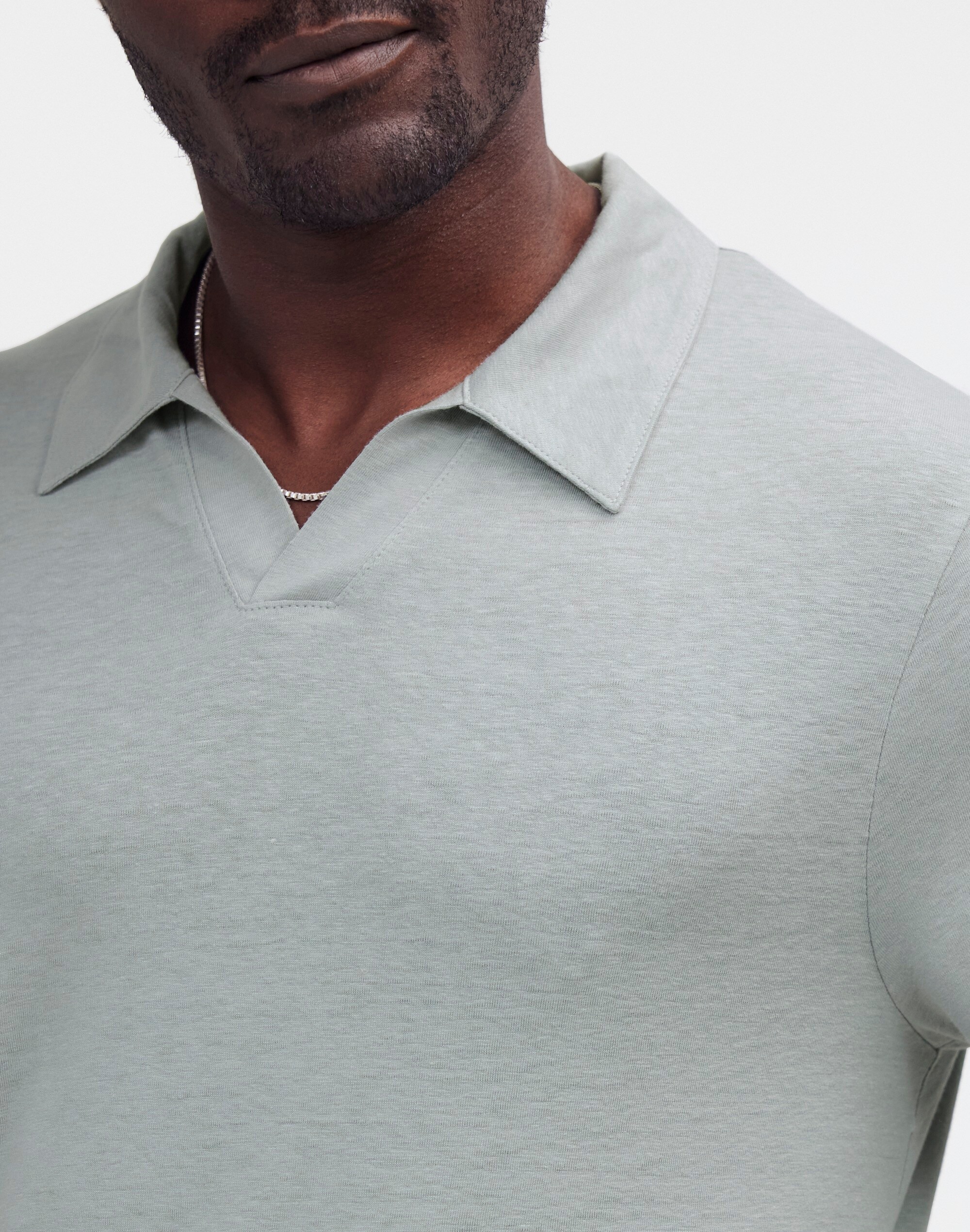 Linen-Blend Johnny-Collar Knit Polo Shirt | Madewell