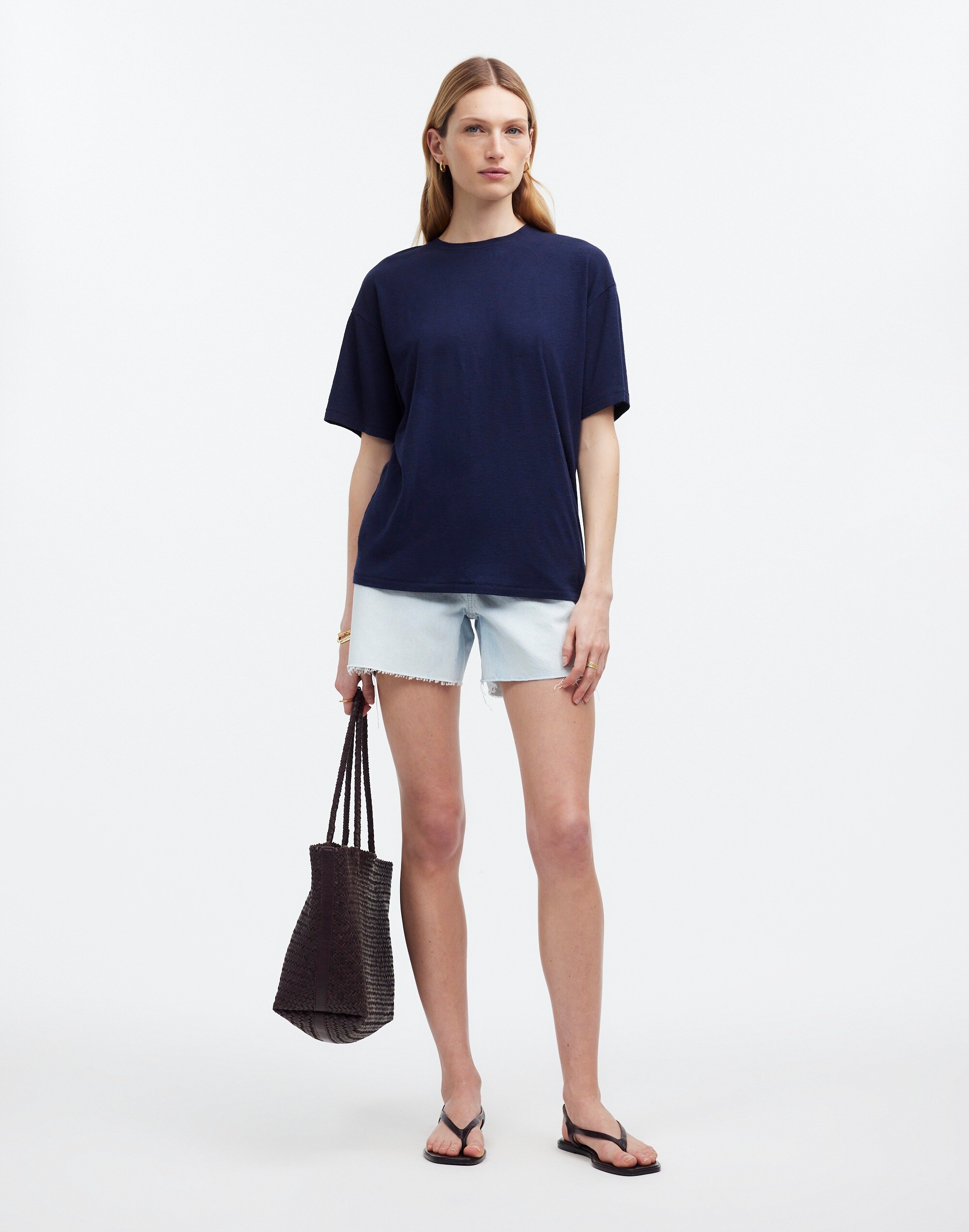 Linen-Blend Crewneck Oversized Tee | Madewell