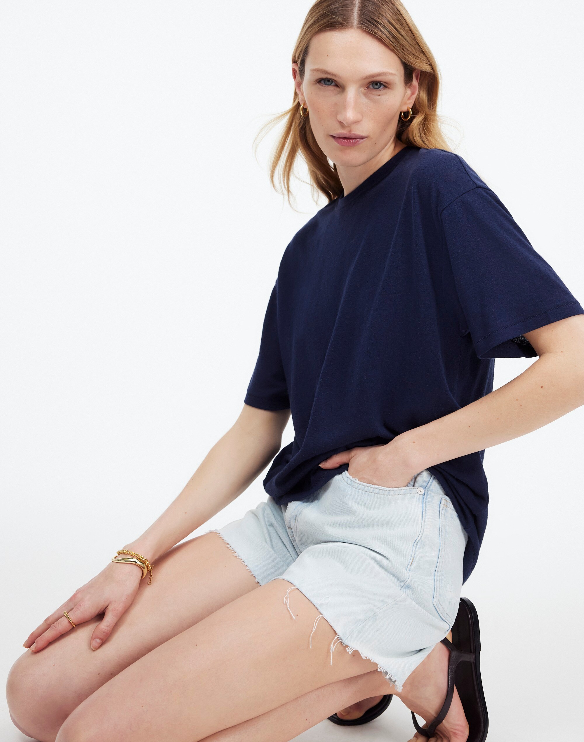 Linen-Blend Crewneck Oversized Tee | Madewell