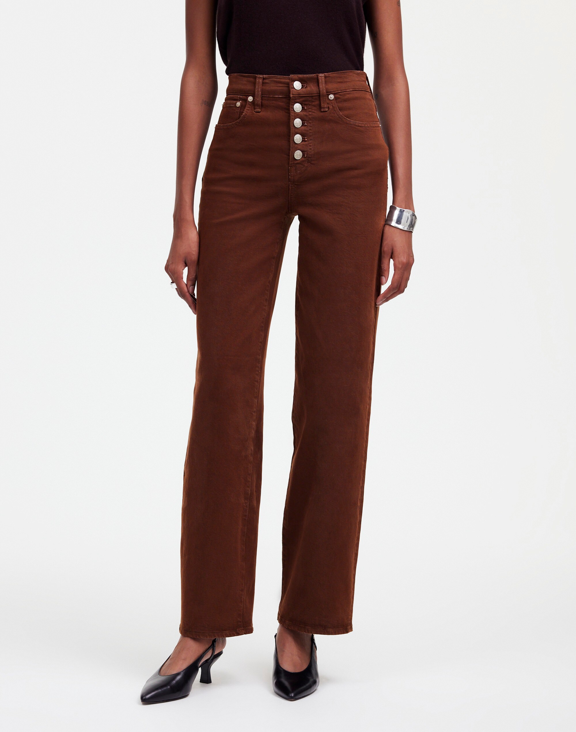The Perfect Vintage Wide-Leg Jean in Dark Coffee: Button-Front Edition ...