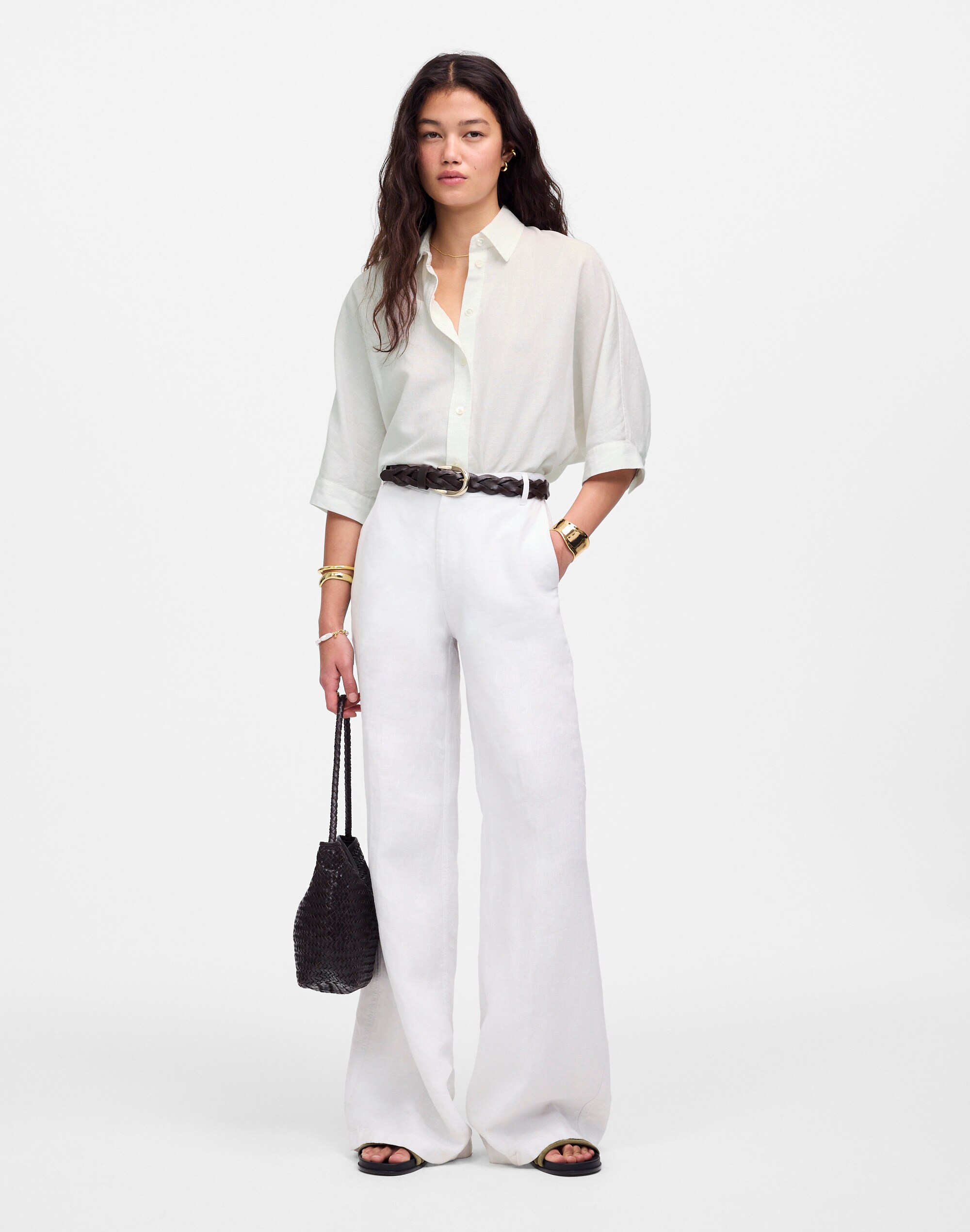 Oversized Pleated-Sleeve Button-Up Shirt | Madewell