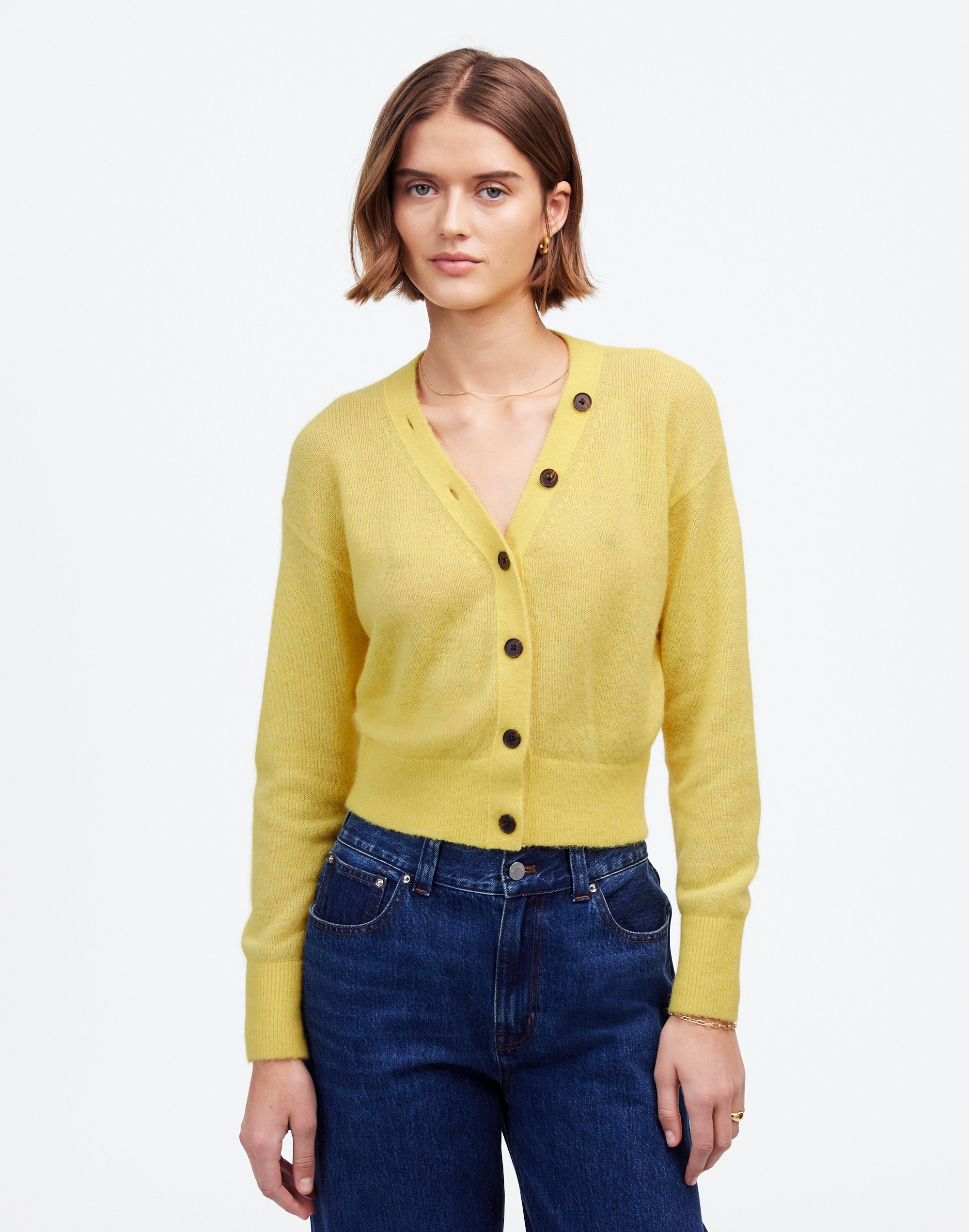 Madewell Alpaca-blend V-neck Cardigan In Yellow | ModeSens
