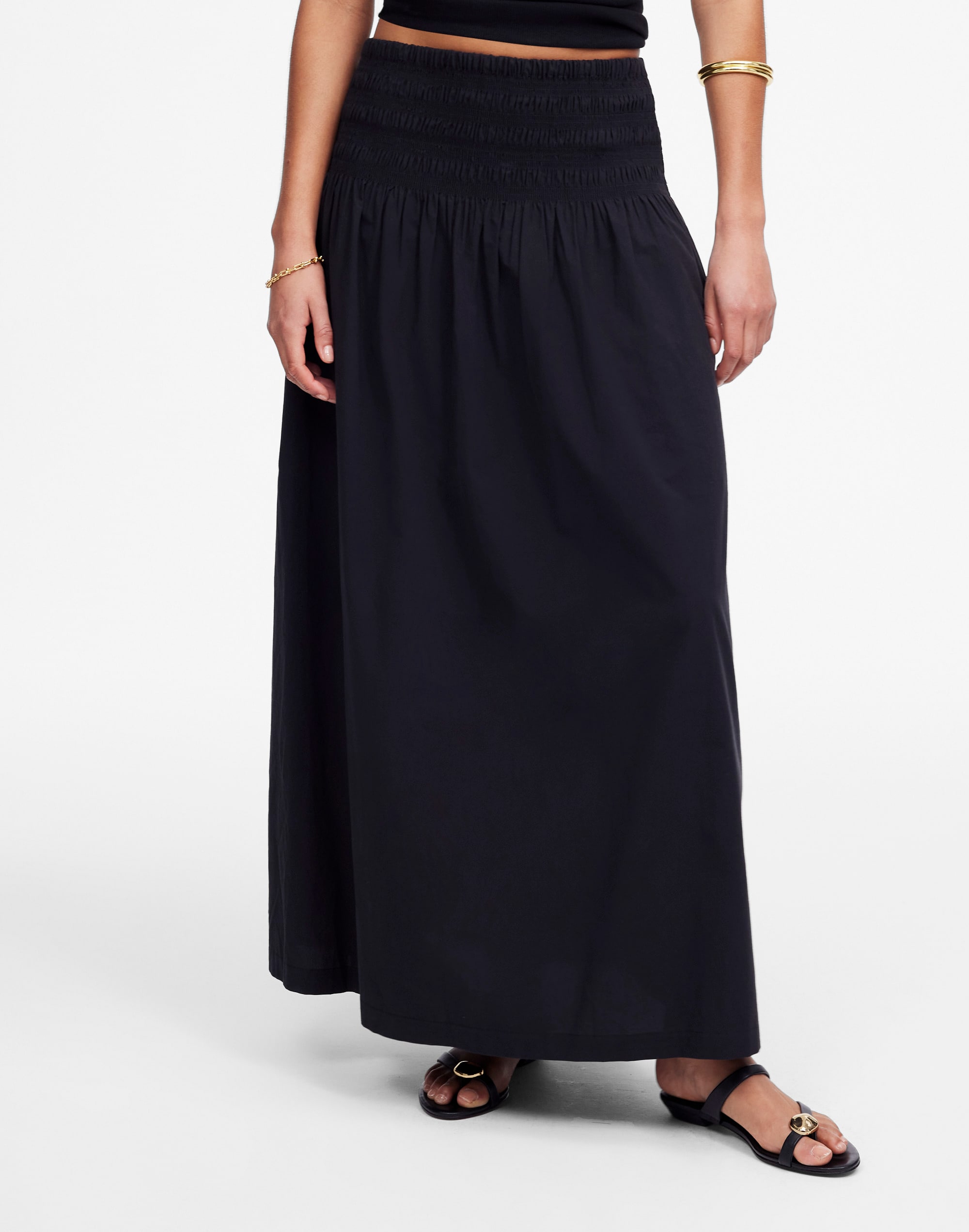 Smocked-Waist Poplin Midi Skirt | Madewell