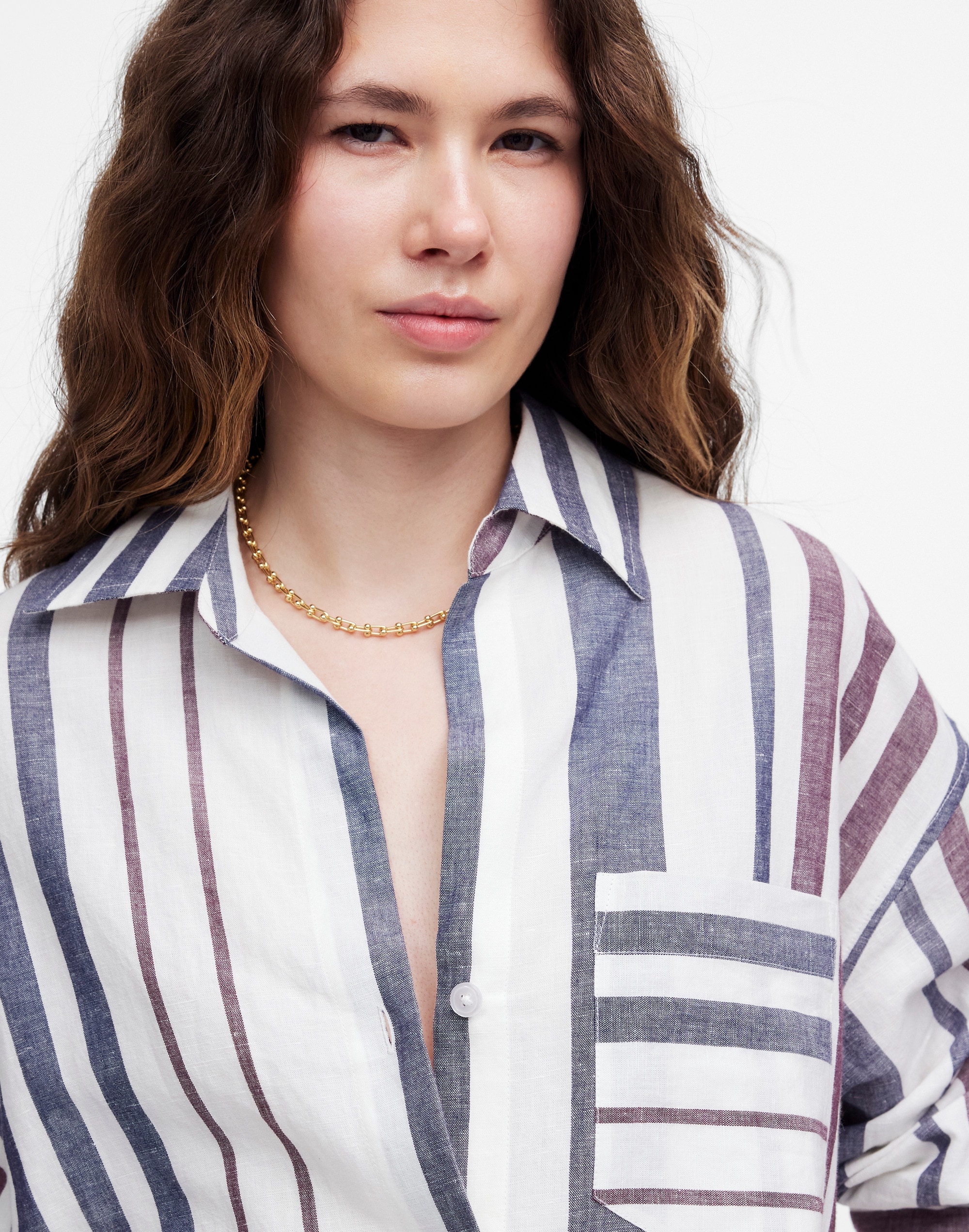 Shirred Button-Up Shirt in Linen-Cotton | Madewell