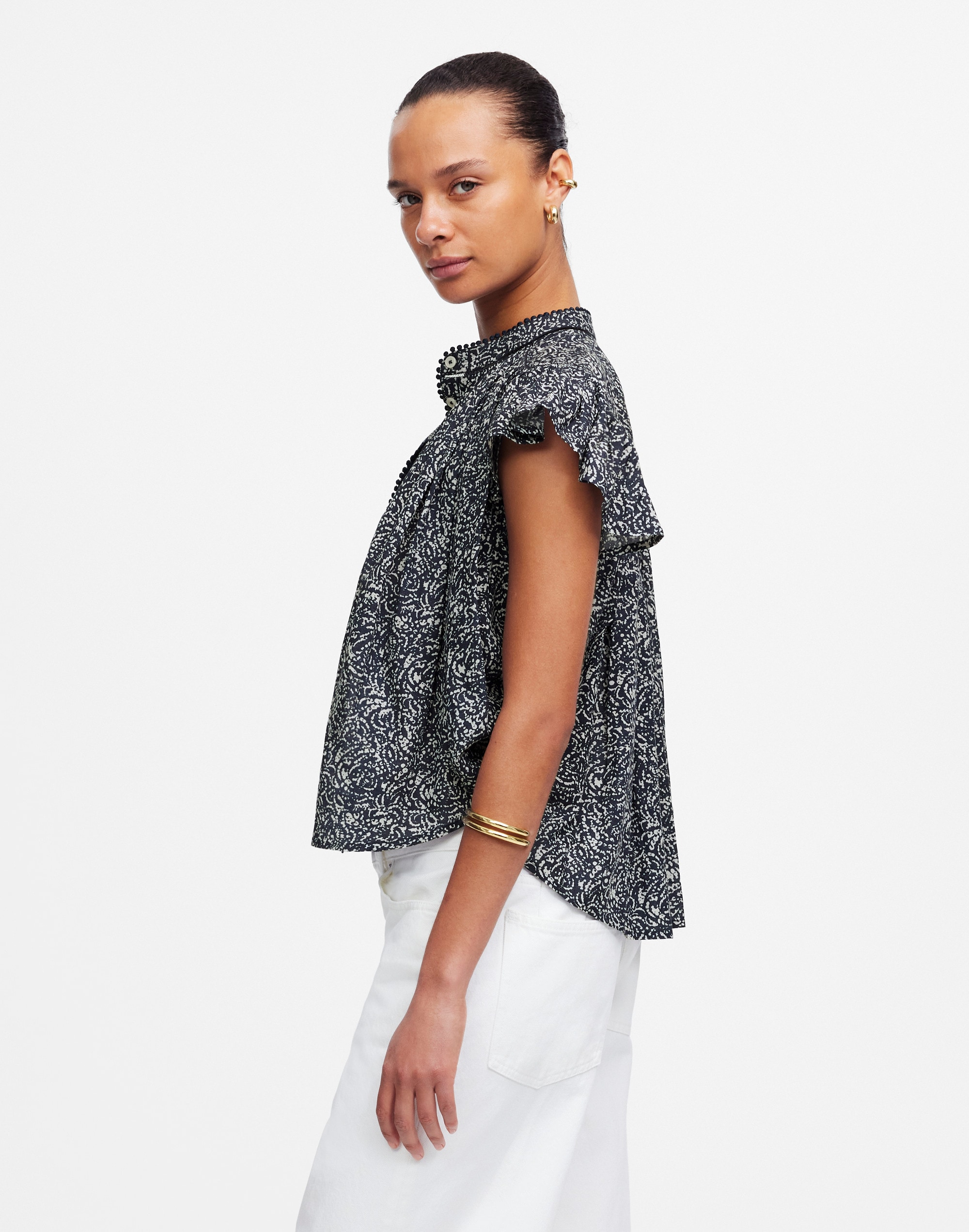 Shirred Lace-Trim Top | Madewell
