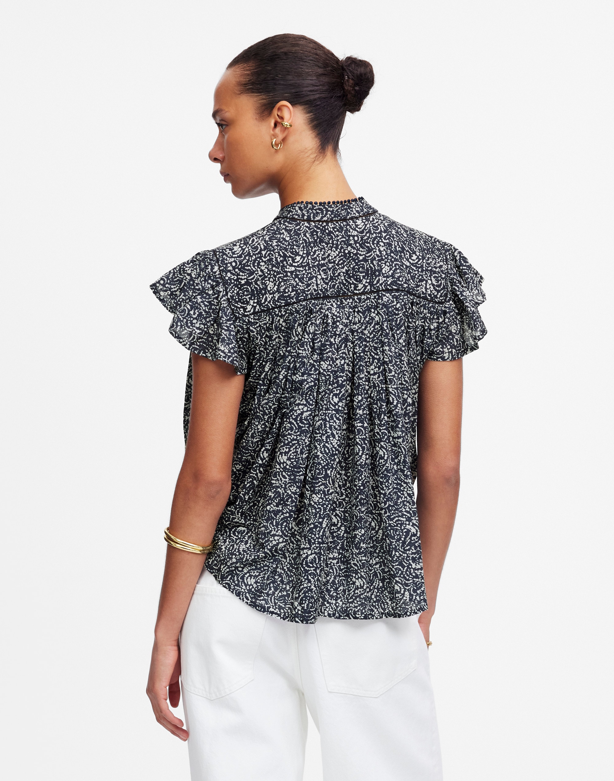 Shirred Lace-Trim Top | Madewell