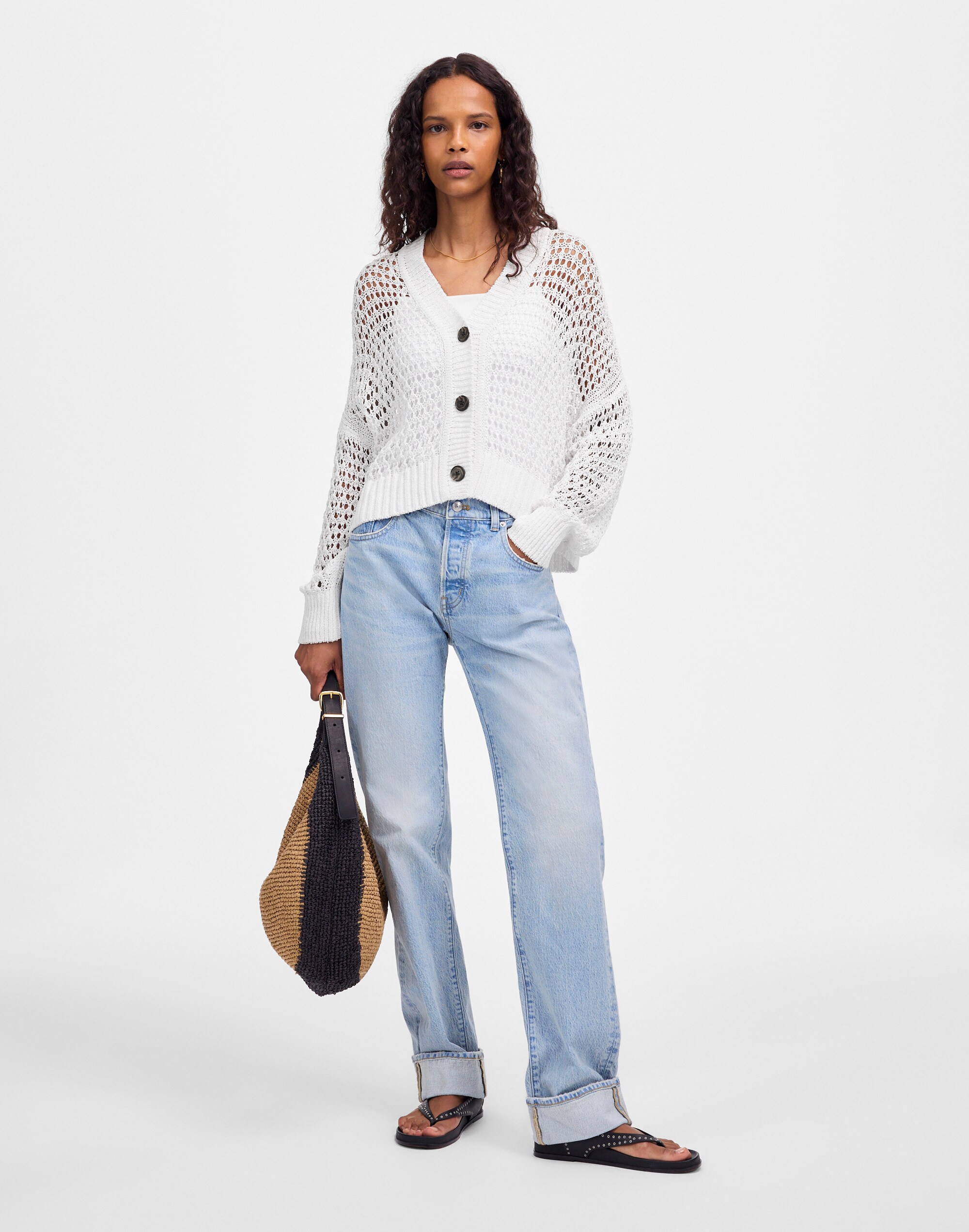 Open-Stitch V-Neck Cardigan | Madewell