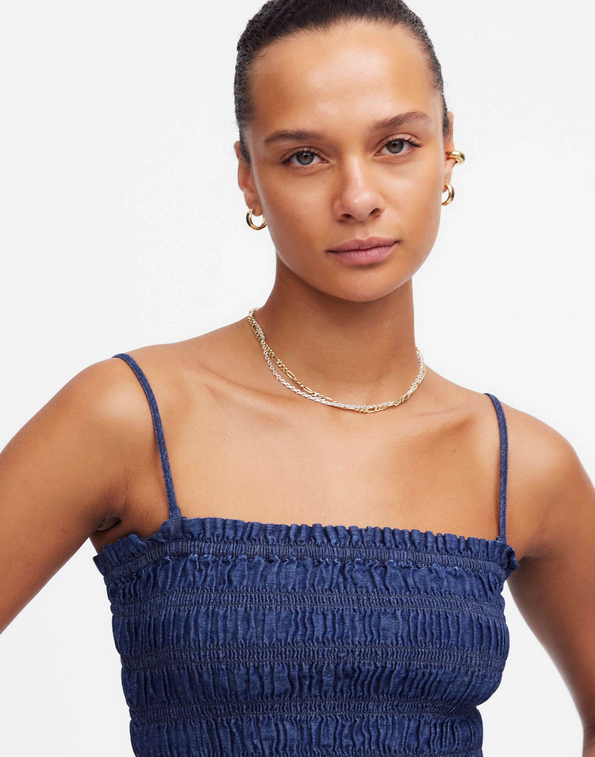 Denim Smocked Tank | Madewell