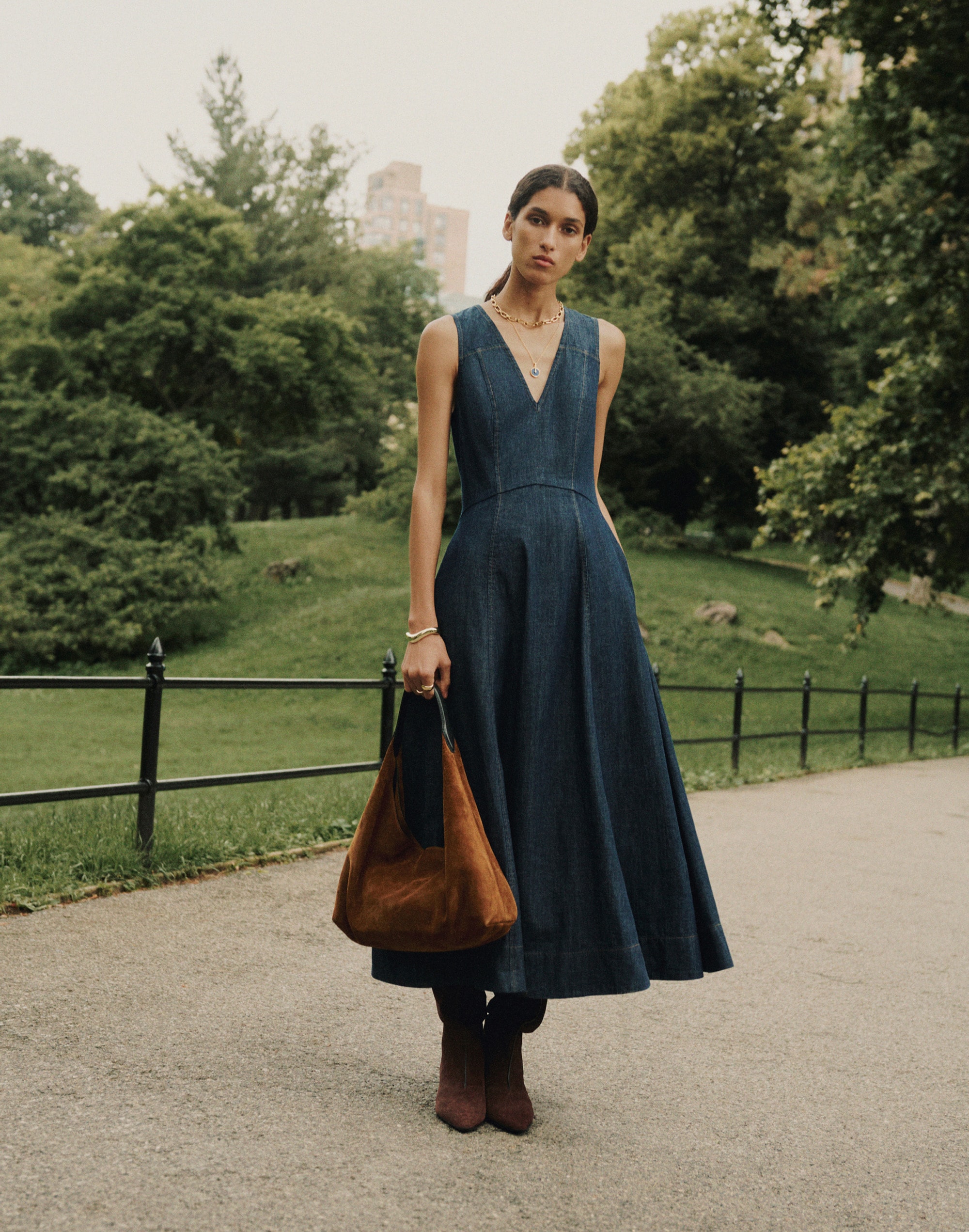 V-Neck Circle Midi Dress | Madewell